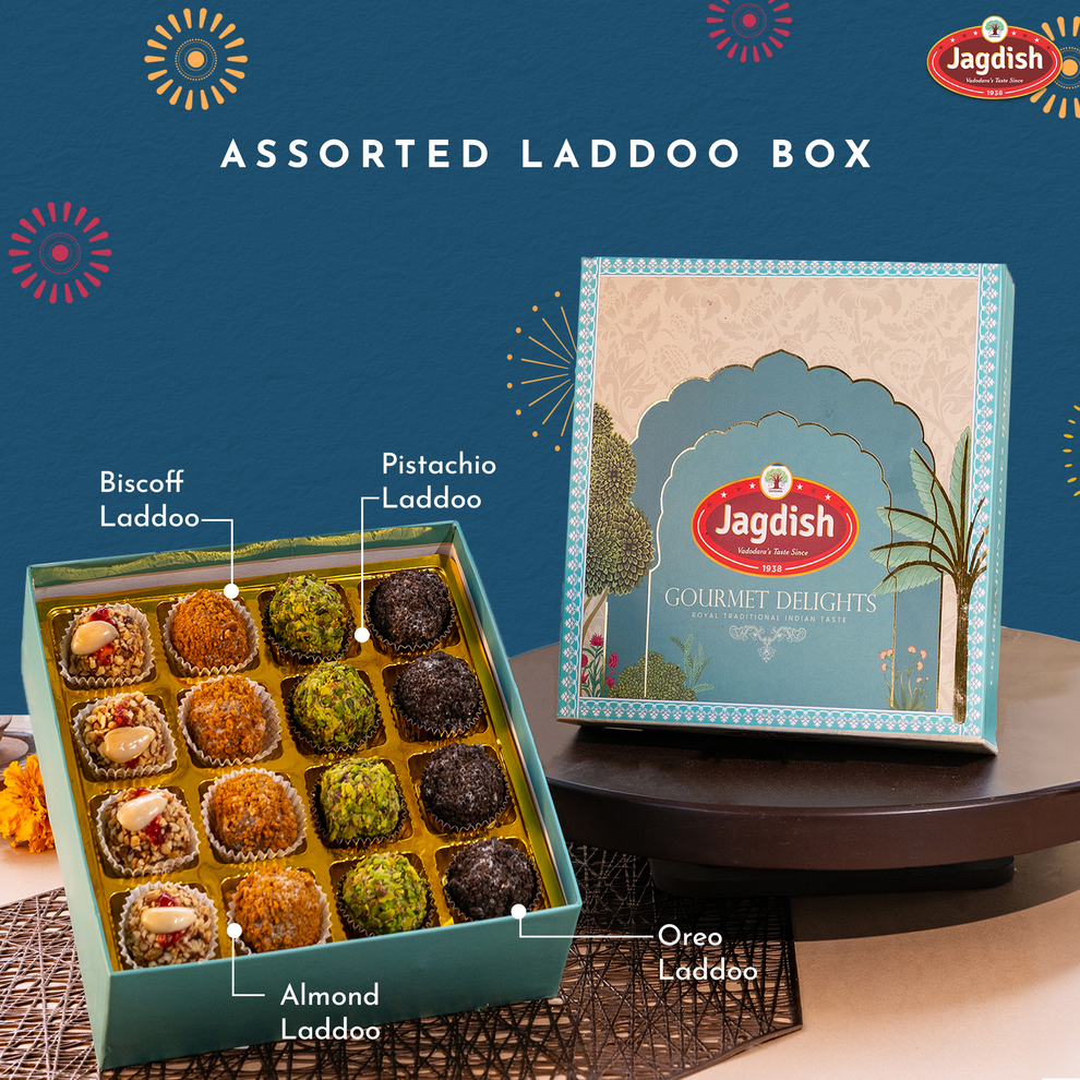 Assorted Laddoo Gift Box of 16 | Celebration Sweets by Jagdish | Gifting